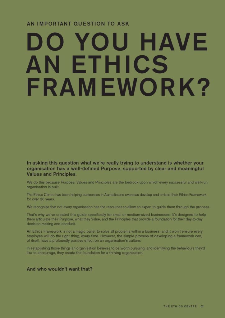 Free Guide for SME's to Build An Ethics Framework