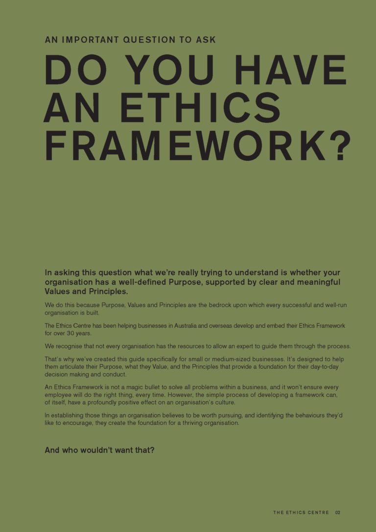 Free Guide for SME's to Build An Ethics Framework
